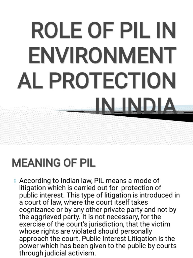 Role of PIL in Environmental Protection | PDF | Separation Of Powers ...