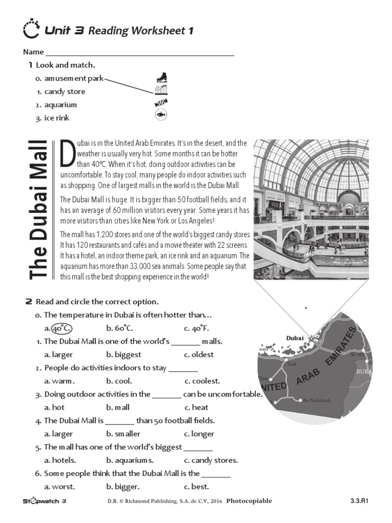 Stopwatch 3 Unit 3 Reading 1 (3.3.R1) | PDF | Dubai | Shopping Mall