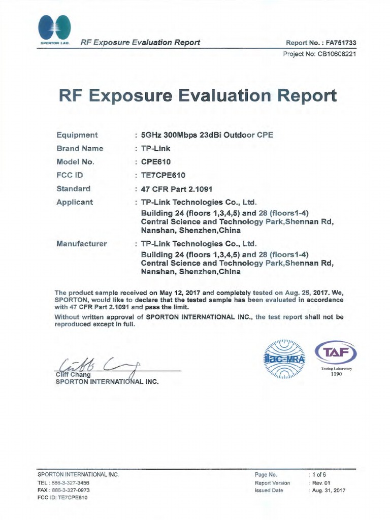 RF Exposure Evaluation of a Wireless Device Operating in the 5GHz Band ...