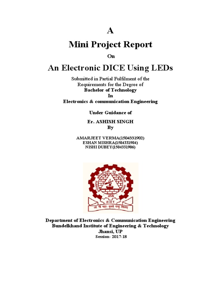 Electronic Dice Using LEDs Electrical Engineering Project | PDF ...