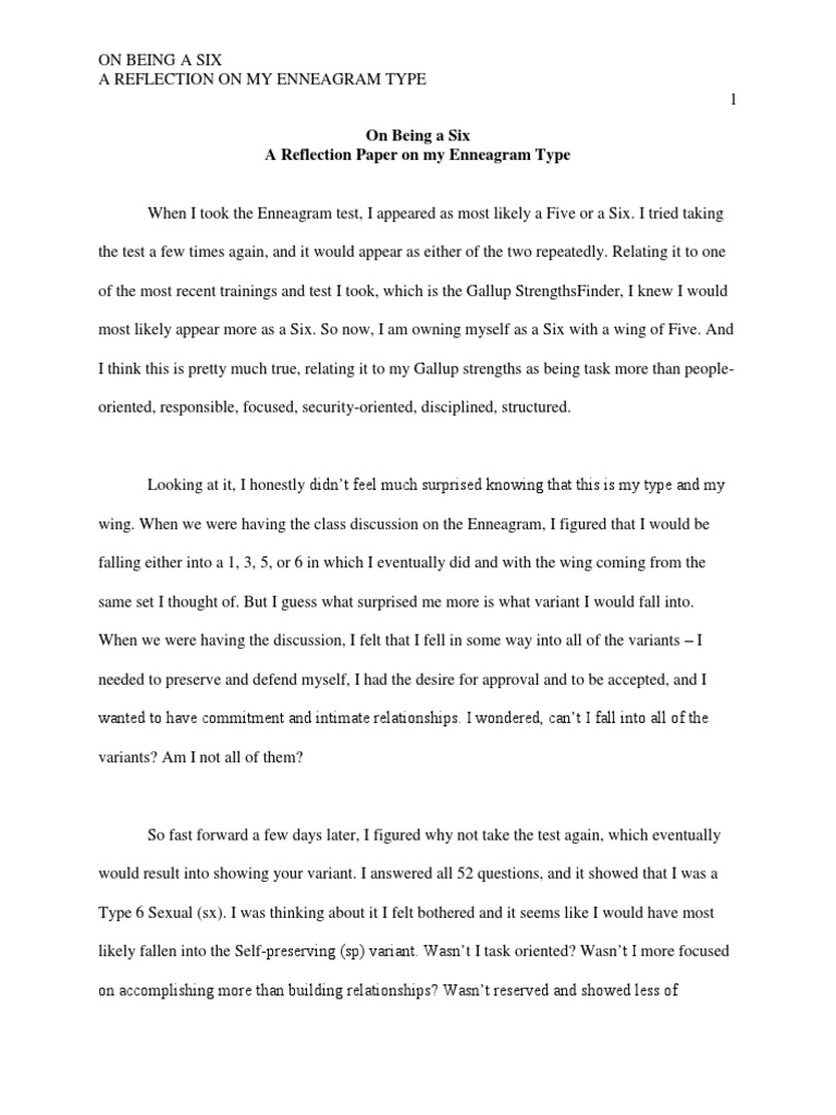 Enneagram Type 6 Self-Reflection | PDF | Enneagram Of Personality ...
