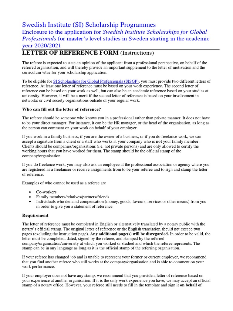 Letter of Reference Form Sisgp 2020 2021 | PDF | Notary Public | Employment