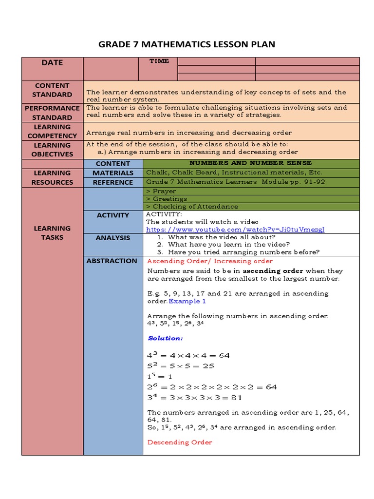 Number and Number Sense | PDF | Lesson Plan | Learning