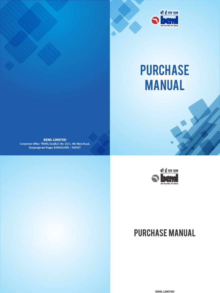BEML Purchase Manual 2017 | PDF | Request For Proposal | Procurement