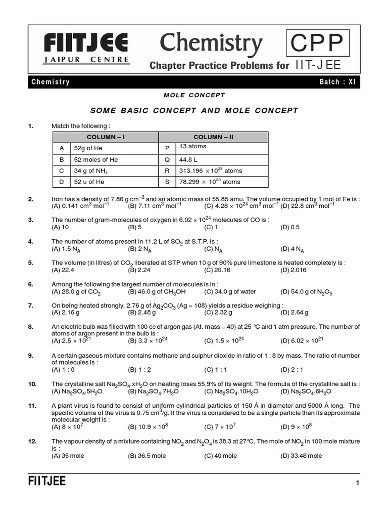 Mole CPP Combine PDF | PDF | Molar Concentration | Mole (Unit)