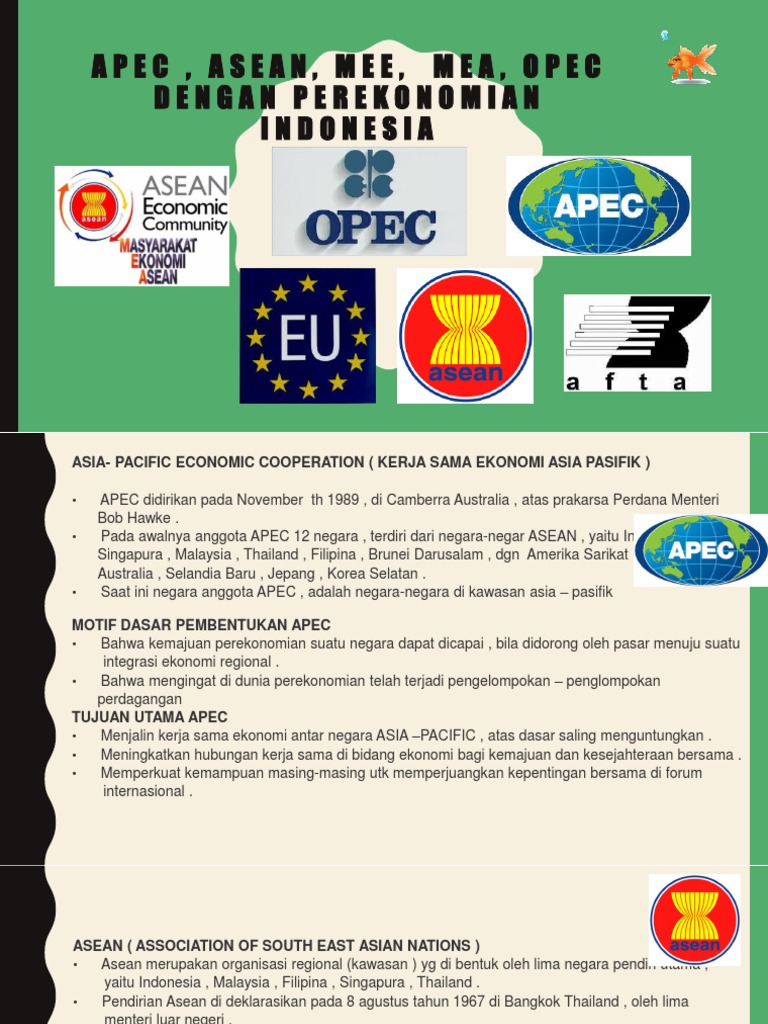 Asean, Afta, Apec, Mee, Mea, Opec | PDF
