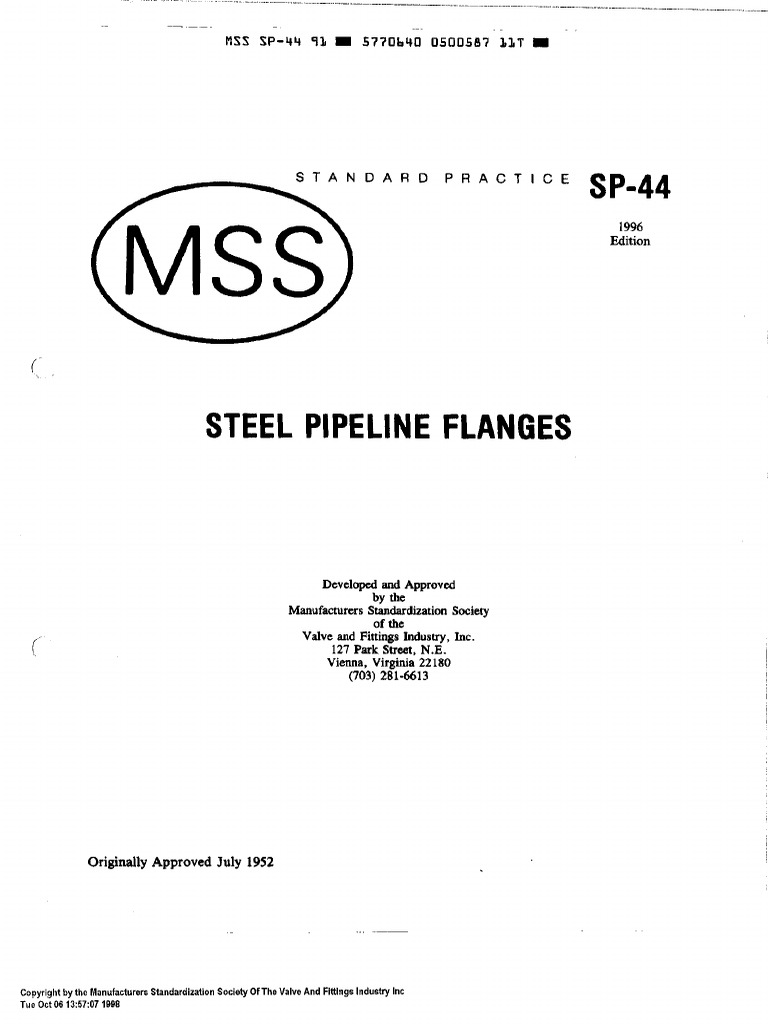 MSS SP-44 - Steel Pipeline Flange PDF | PDF