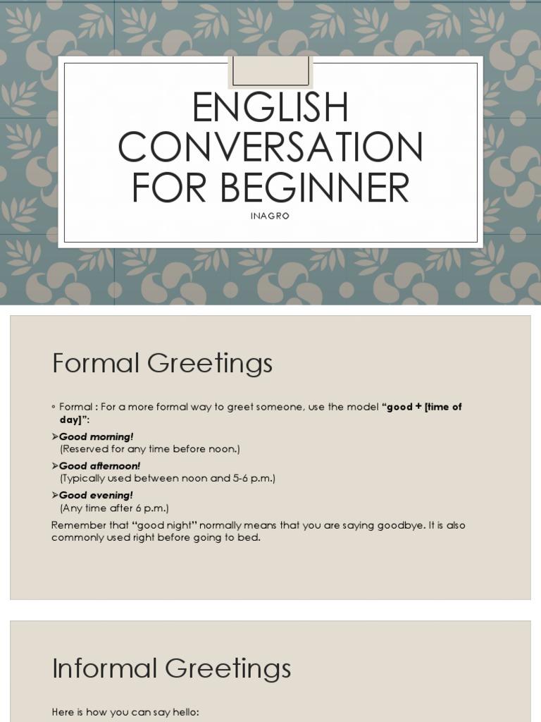 Beginner English Conversation Guide | PDF