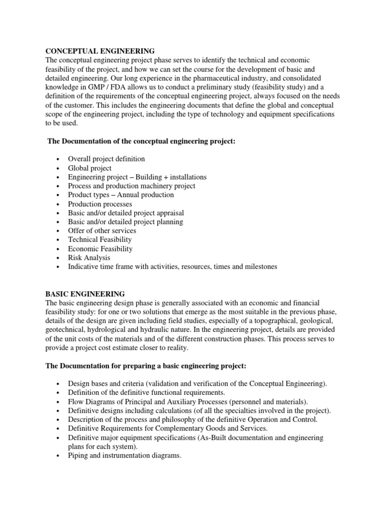 Concept and Basic, Details Engg Info | PDF | Feasibility Study ...