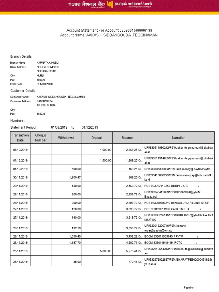 October-December 2019 Bank Statement | PDF | Cheque | Banks