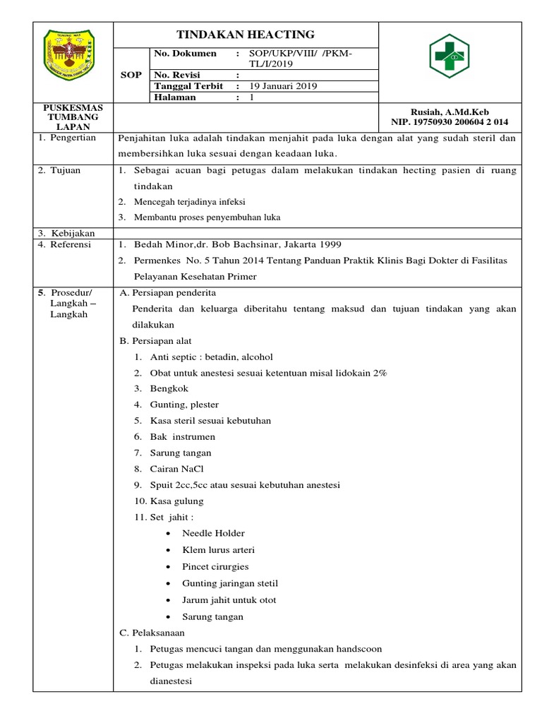 SOP Tindakan Hecting | PDF