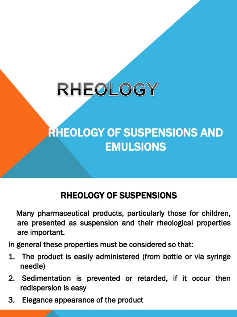 Rheology of Suspensions and Emulsions | PDF | Rheology | Emulsion