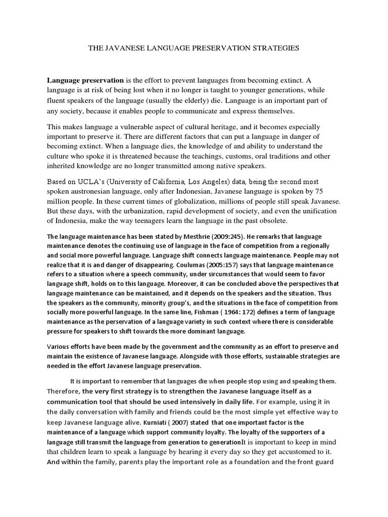 The Javanese Language Preservation Strategies | PDF | Java | Indonesia