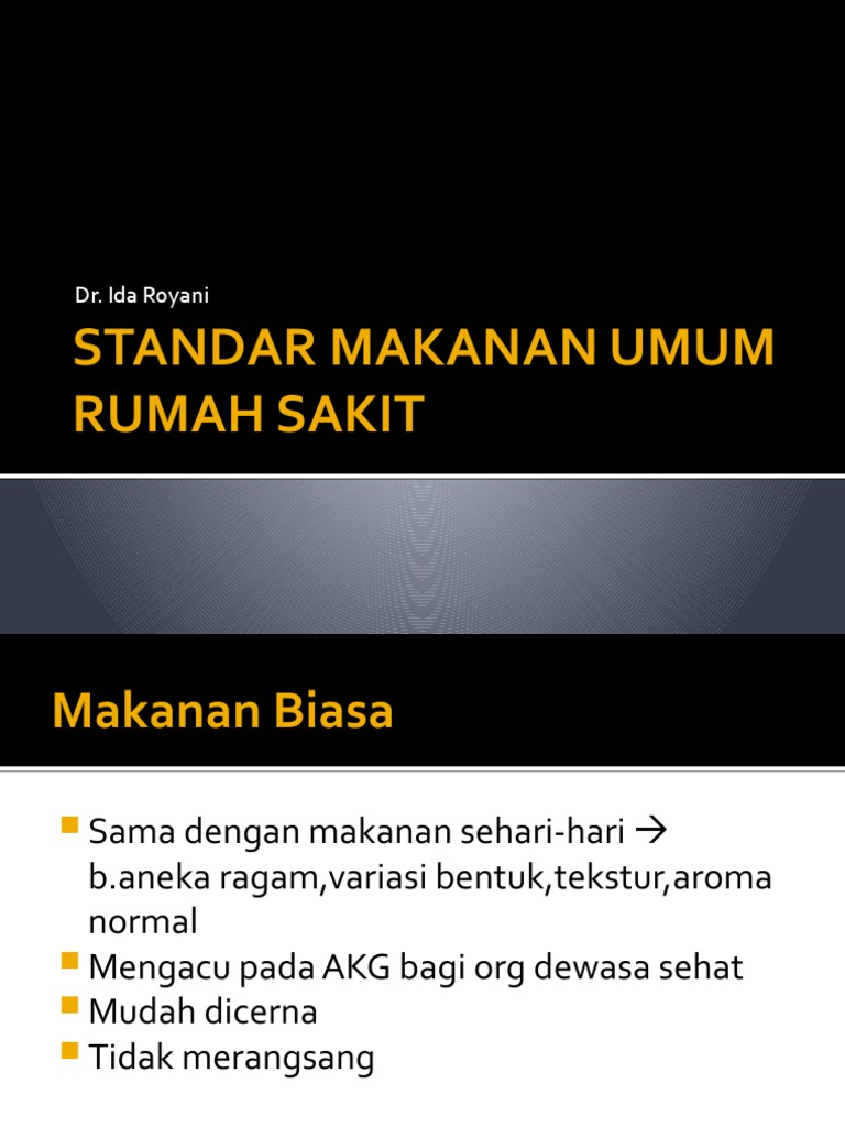 Standar Makanan Umum Rumah Sakit | PDF