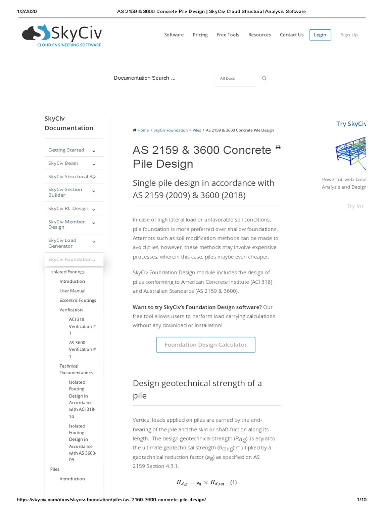 AS 2159 & 3600 Concrete Pile Design - SkyCiv Cloud Structural Analysis ...