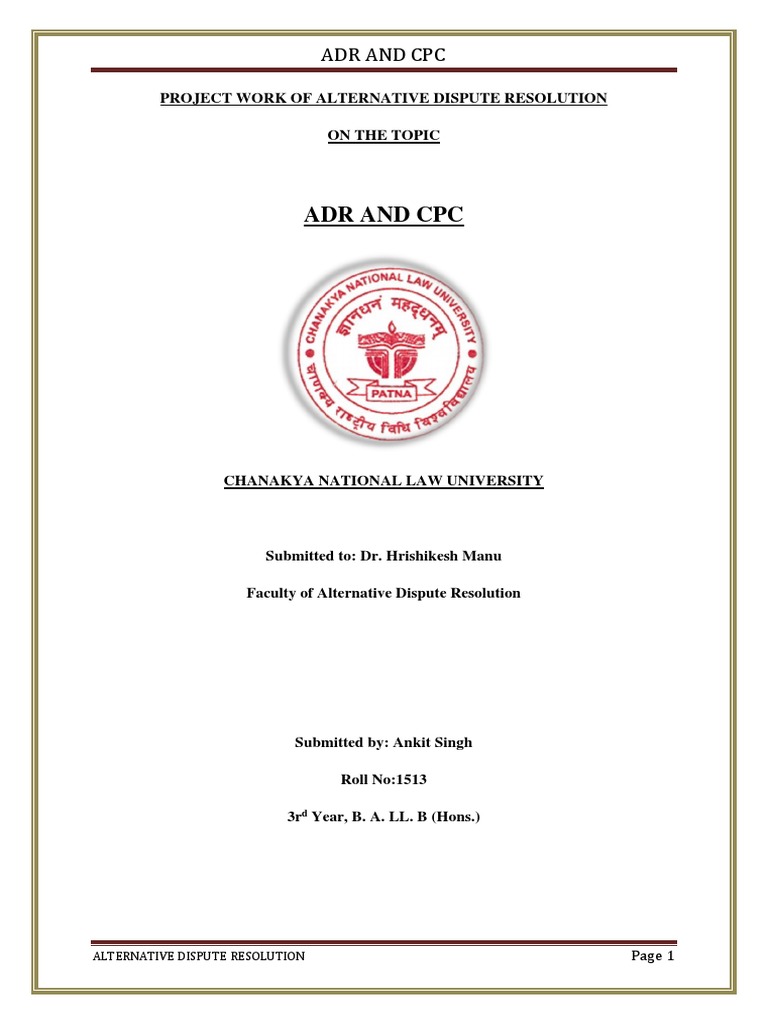 Adr Project | PDF | Alternative Dispute Resolution | Arbitration