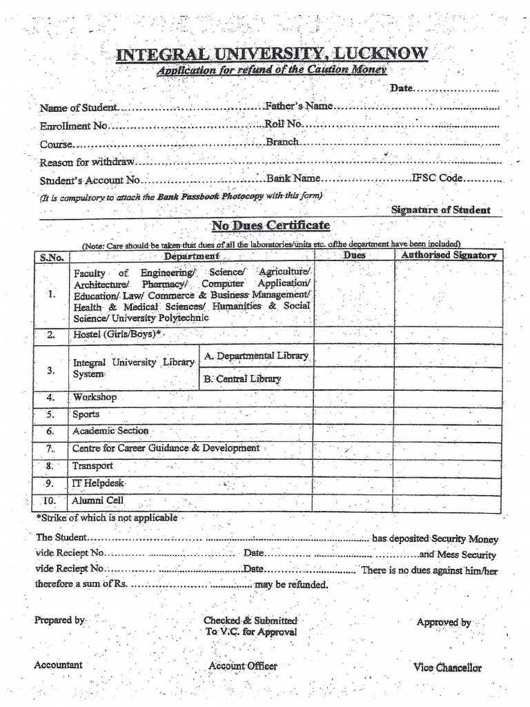 Caution Money Form | PDF