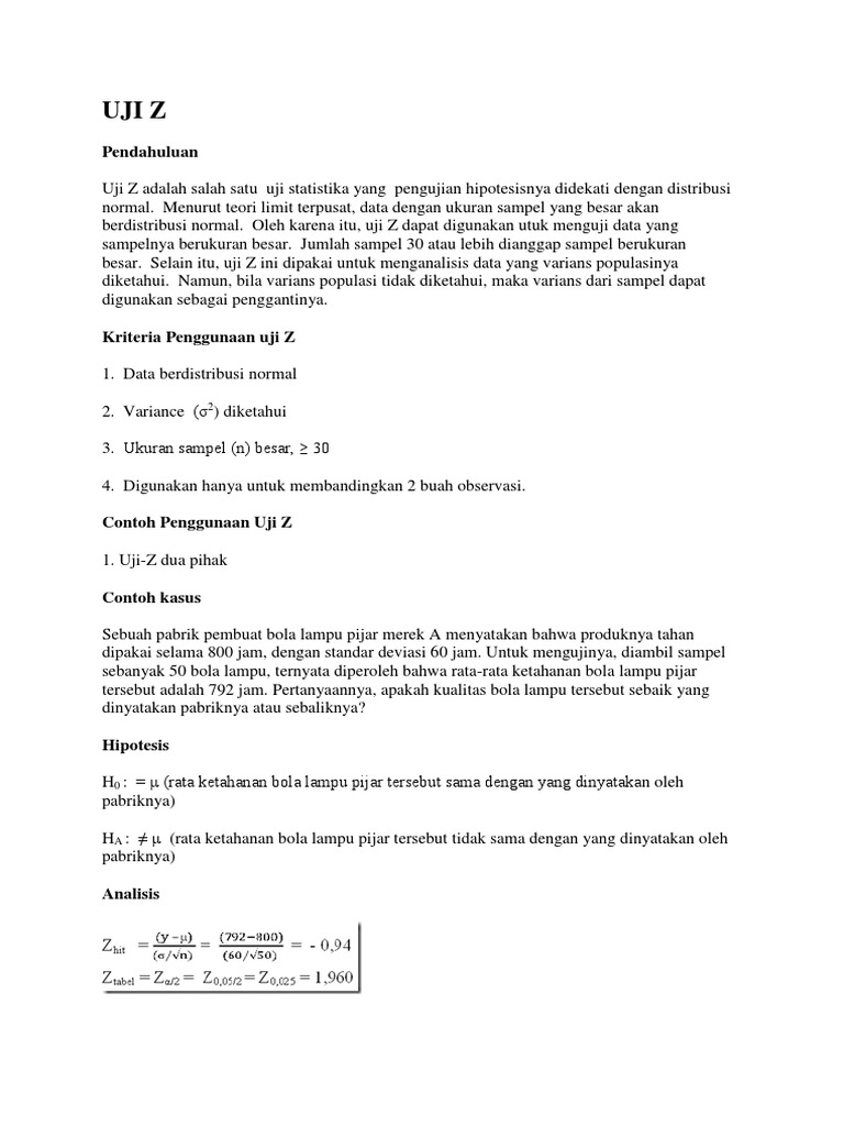 UJI Z Dan T | PDF