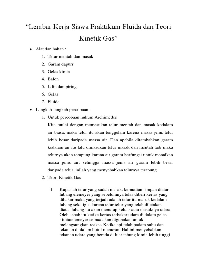 Eksperimen Fluida & Kinetik Gas | PDF