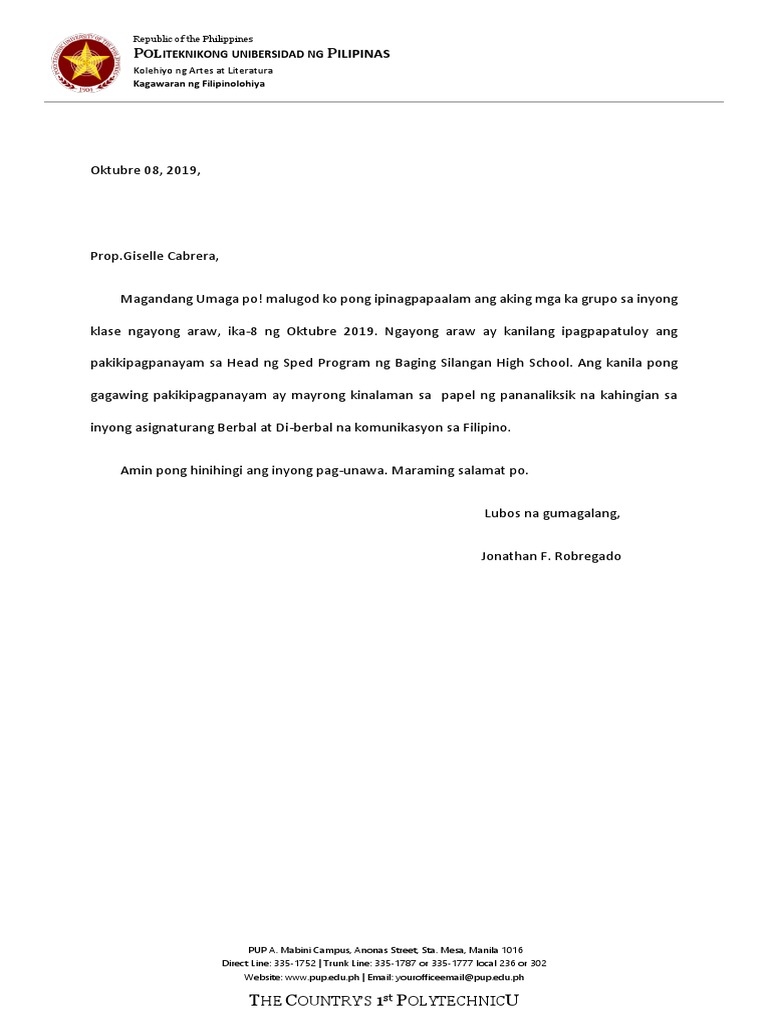 PUP Letterhead 2019 Template | PDF