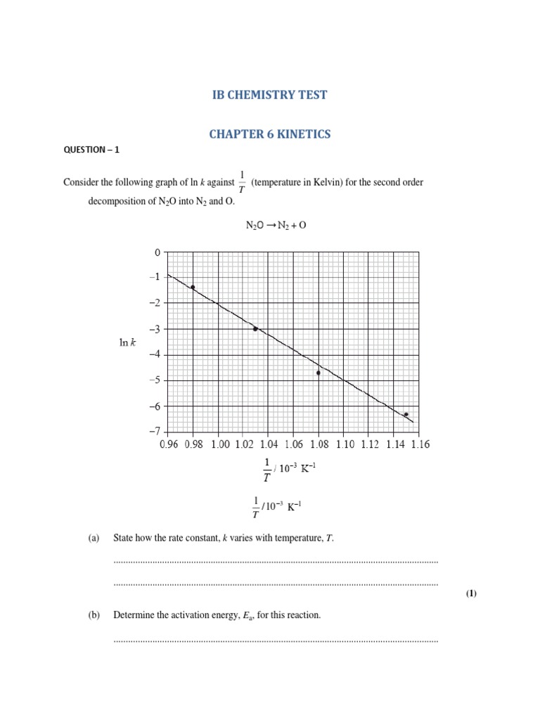 IB CHEMISTRY TEST Kinetics | PDF | Reaction Rate | Chemical Kinetics