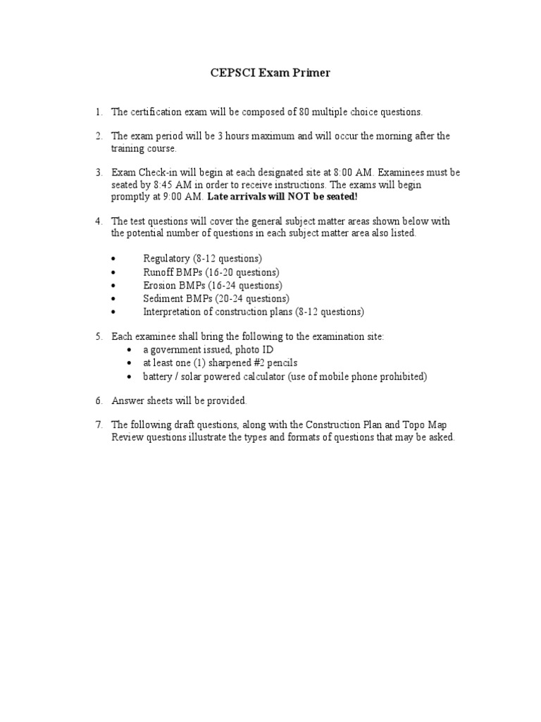 Cepsci Exam Primer | PDF | Sediment | Surface Runoff