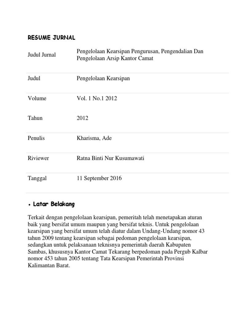 Contoh RESUME JURNAL | PDF