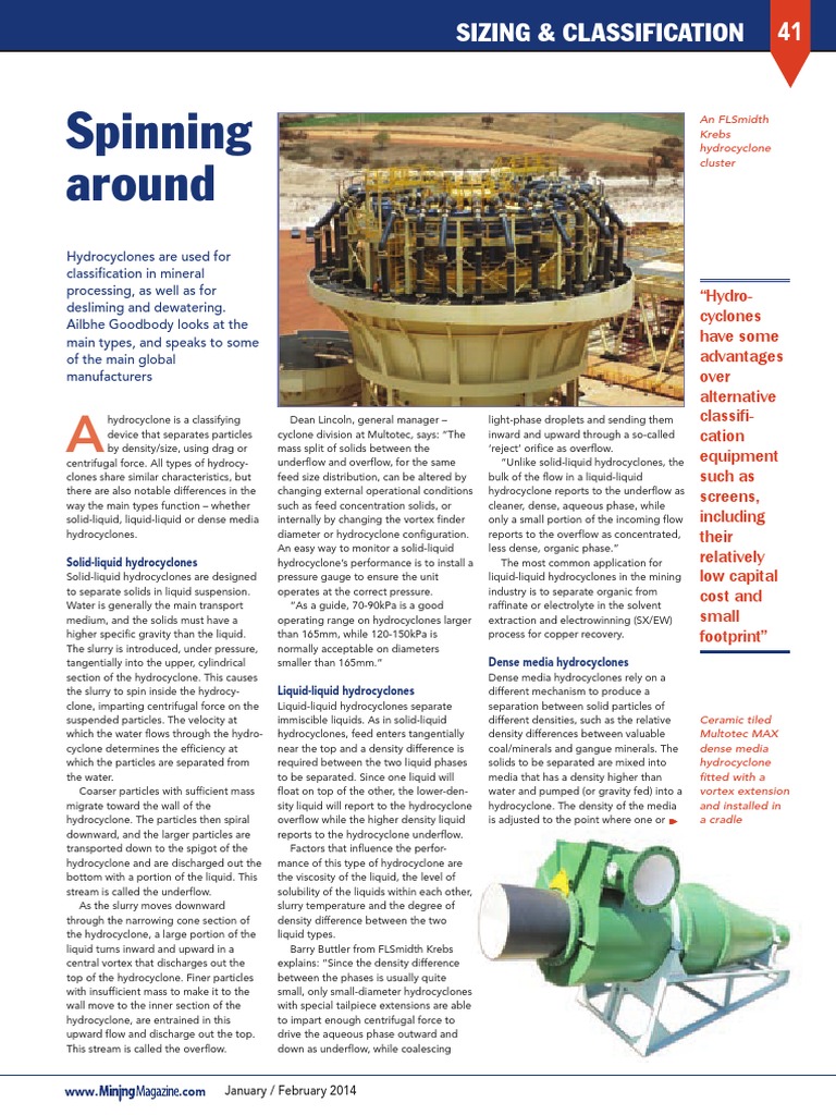 Hydrocyclone Types and Applications | PDF | Mill (Grinding) | Chemistry