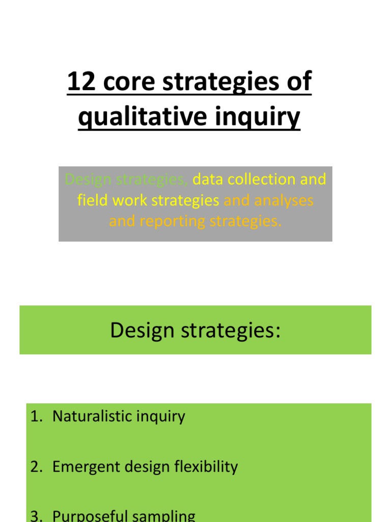 12 Core Strategies of Qualitative Inquiry | PDF | Qualitative Research ...