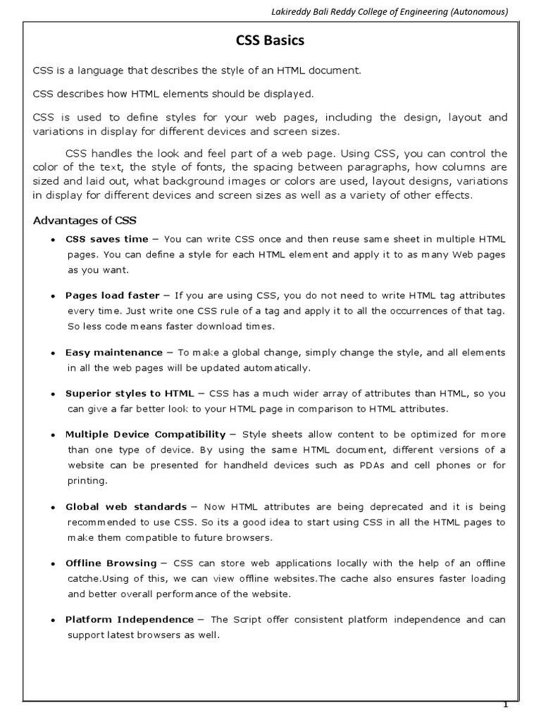 CSS Notes | PDF | Cascading Style Sheets | Html