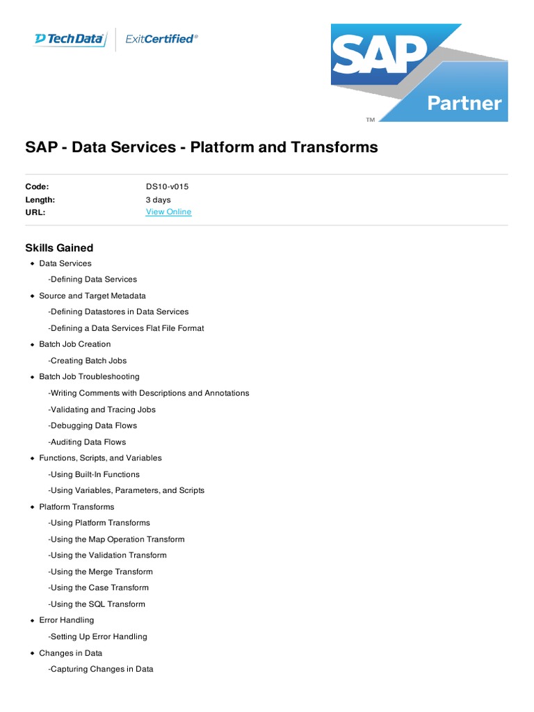 Data Services Platform and Transforms | PDF | Data | Metadata