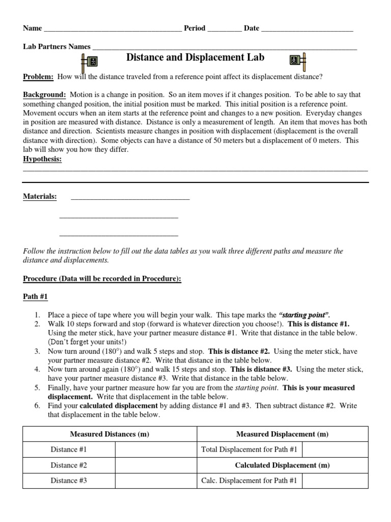Distance vs. Displacement Lab Guide | PDF | Distance | Metre
