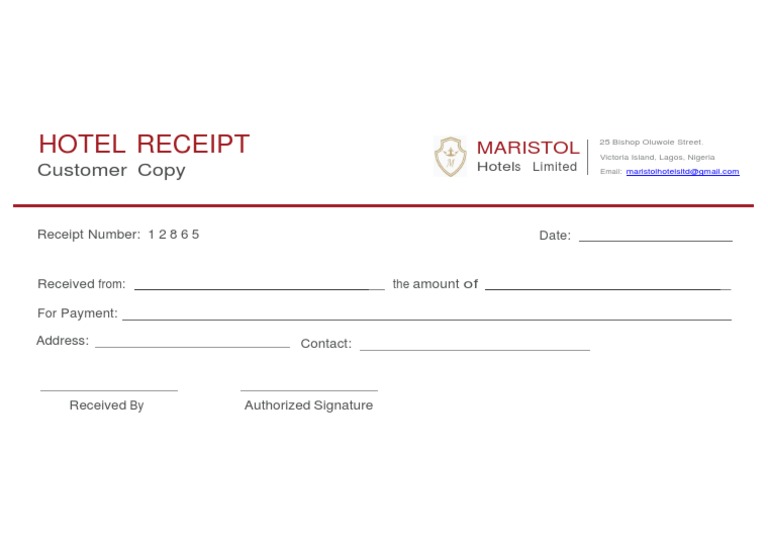 Hotel Receipt Template | PDF
