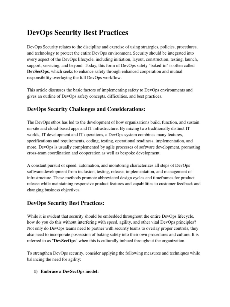 Devops Security Best Practices Pdf Computer Security Security 1346