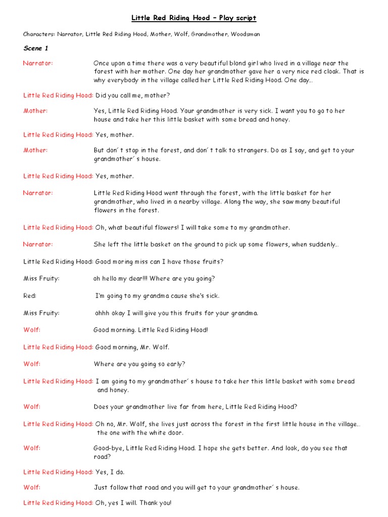Little Red Riding Hood Play Script | PDF | Little Red Riding Hood