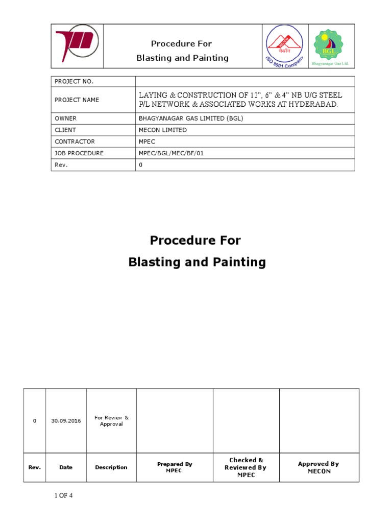 Blasting and Paintaing Procedure | PDF | Paint | Business Process