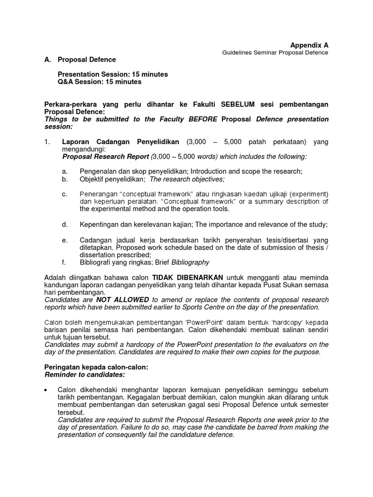 Appendix A - Guidelines Seminar Proposal Defence | PDF | Thesis | Inquiry