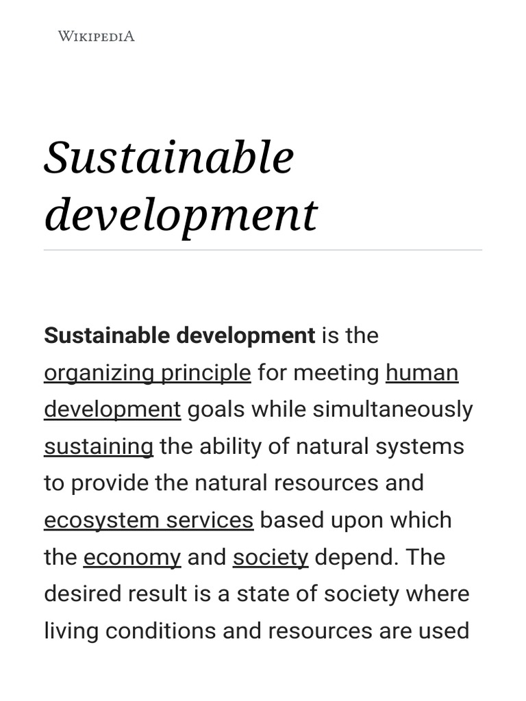 Sustainable Development - Wikipedia | PDF | Sustainable Development ...