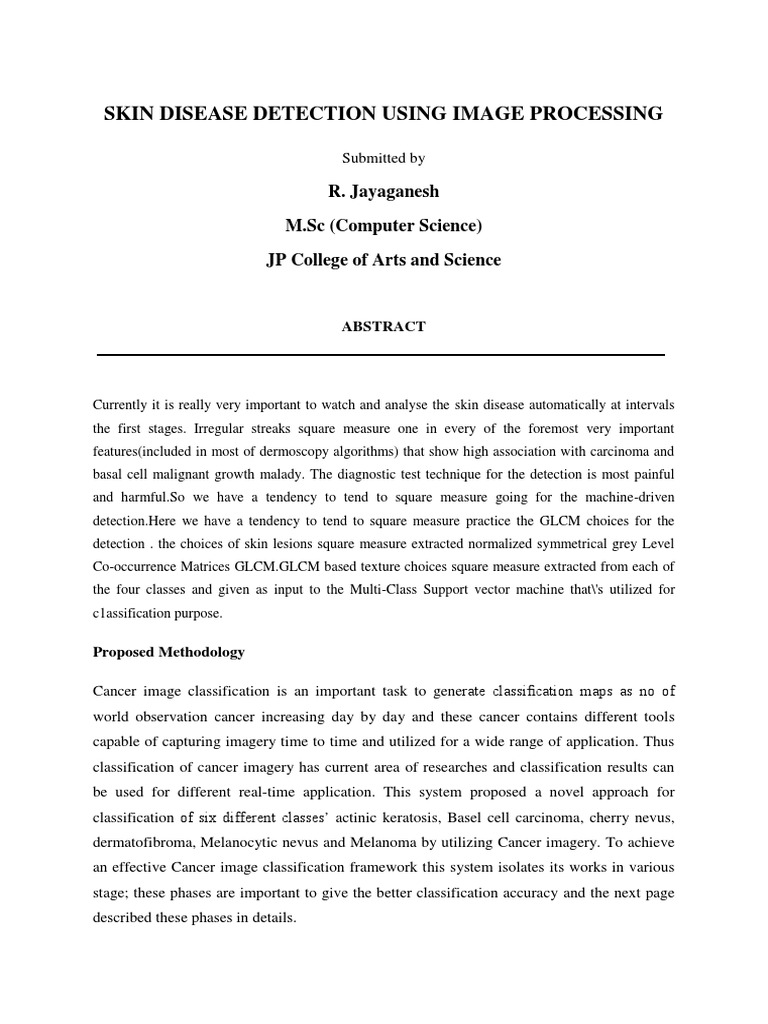 Skin Disease Detection Using Image Processing | PDF | Statistical ...