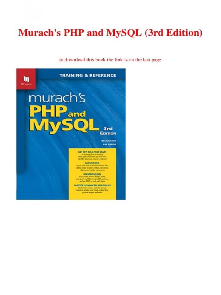 eBOOK (PDF) Murach' S PHP and MySQL (3rd Edition) DOWNLOAD PDF | PDF