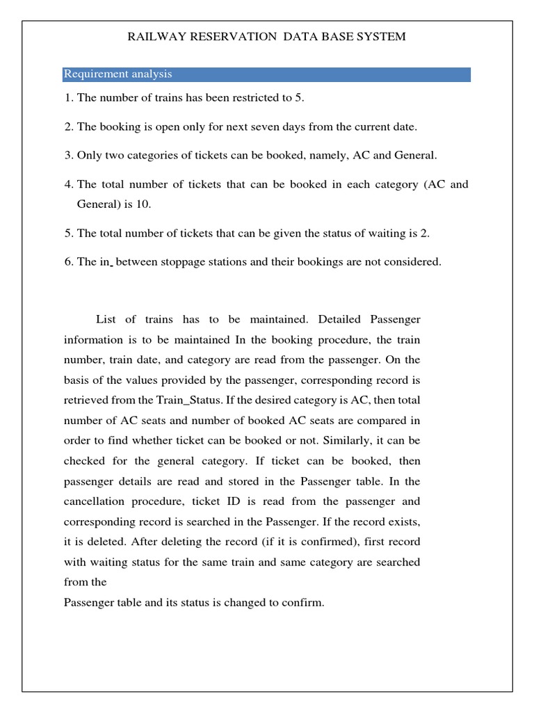 Railway Reservation System Er Diagram | PDF | Databases | Information ...