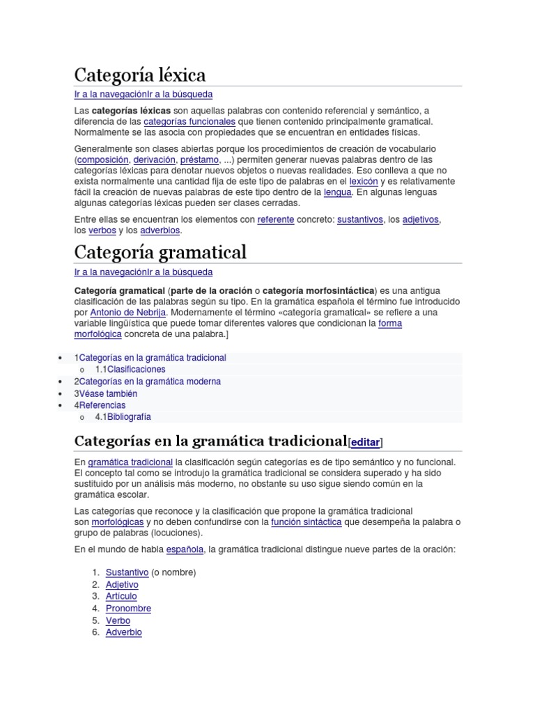 Categoría Léxica | PDF | Parte del discurso | Palabra