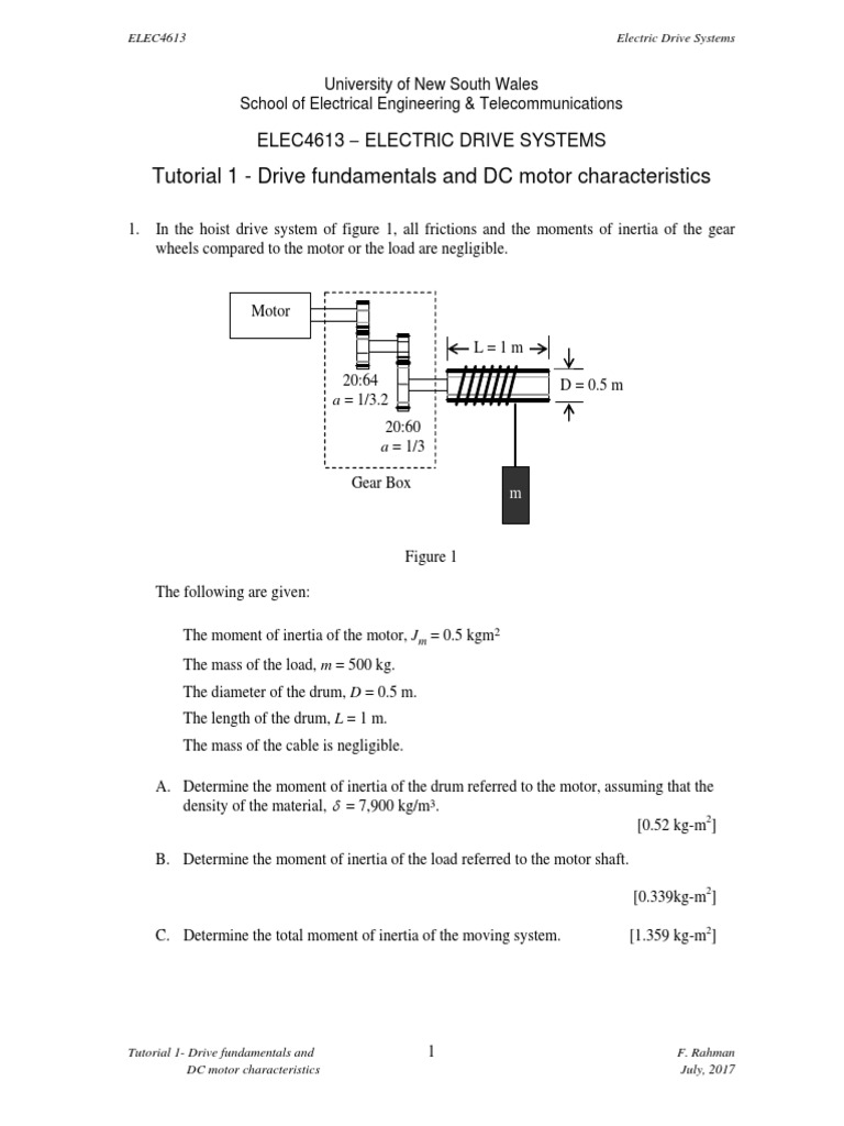 Tutorial 1 Drive Fundamentals and DC Motor Characteristics PDF | PDF ...