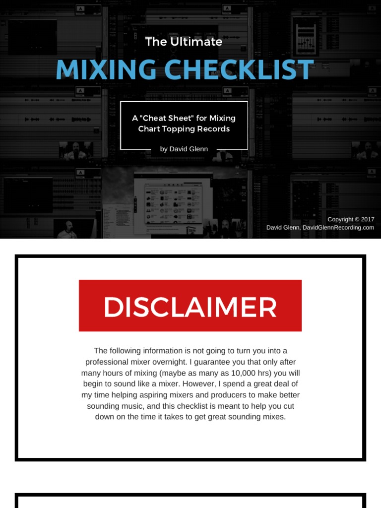 Ultimate Mixing Checklist PDF | PDF | Sound Production | Singing