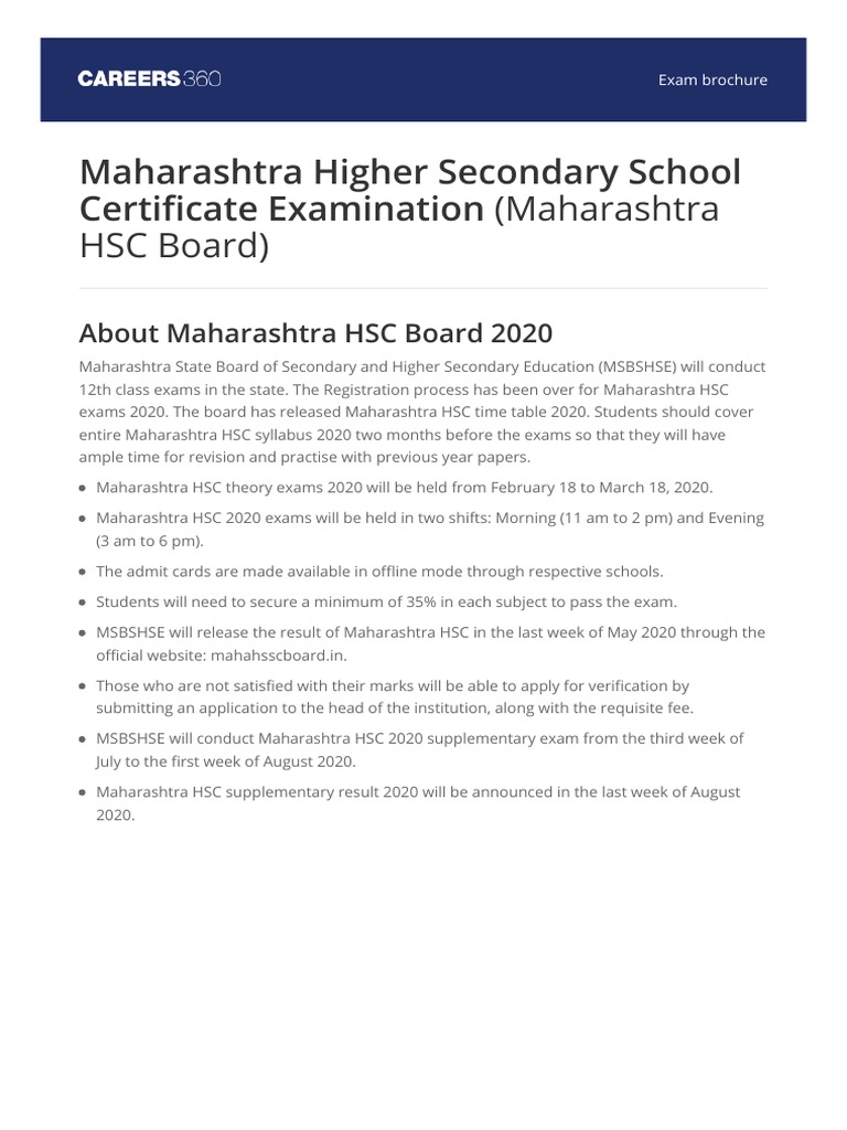 Maharashtra HSC 2020 Exam Guide | PDF | Test (Assessment) | Online And ...