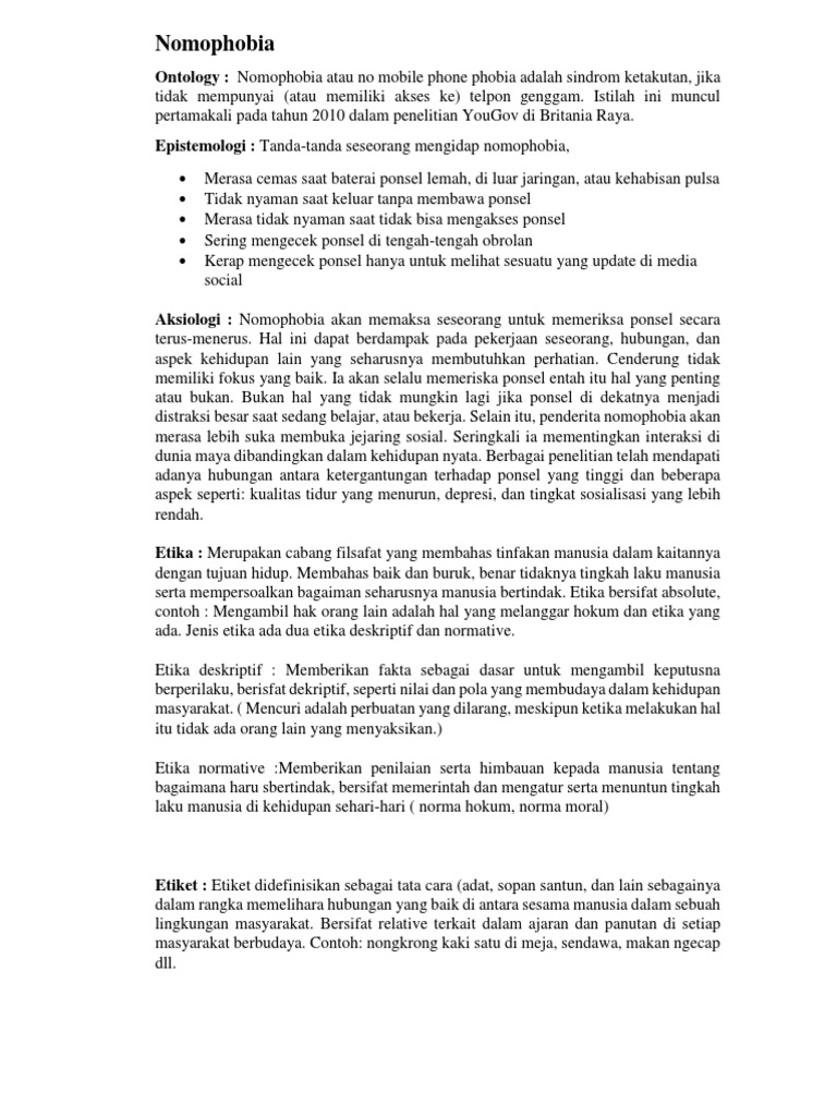 Memahami Nomophobia dan Dampaknya | PDF