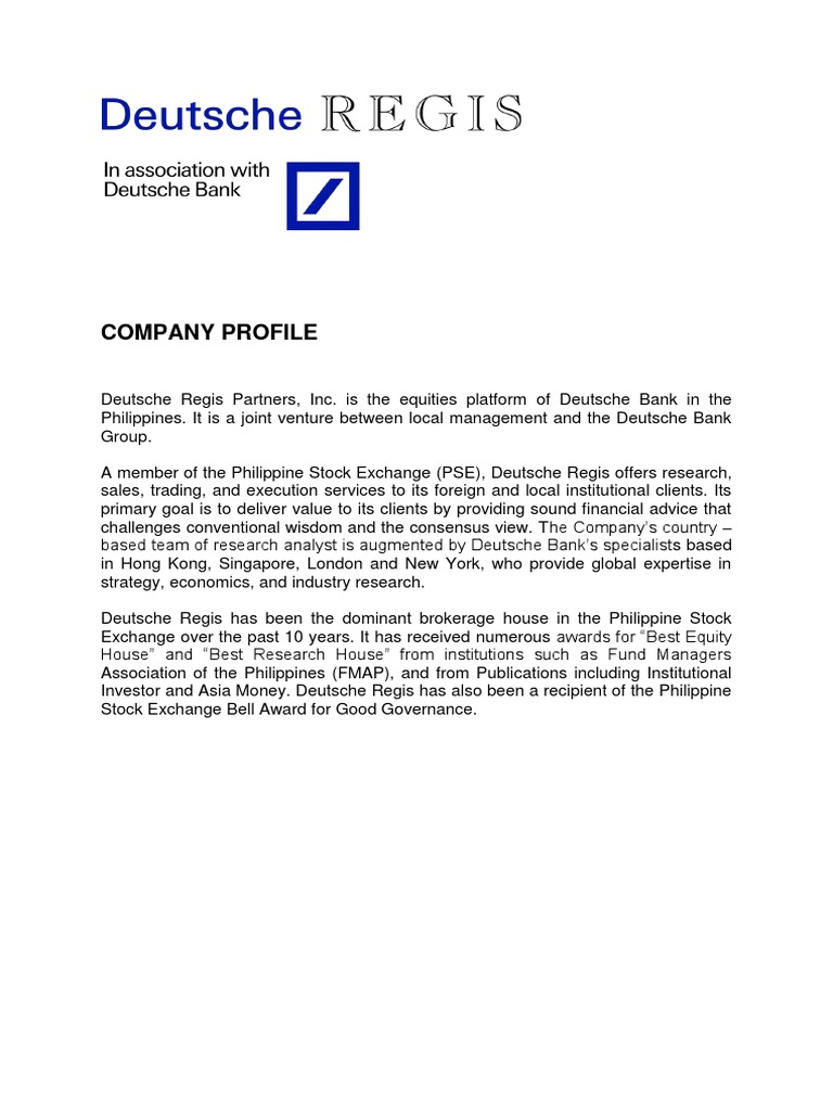Deutsche Regis Partners Directors and Employees Fausto | PDF | Deutsche ...