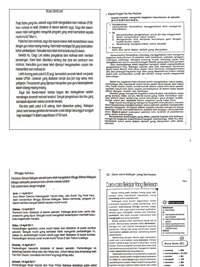 Contoh Karangan Upsr 2019 Pdf