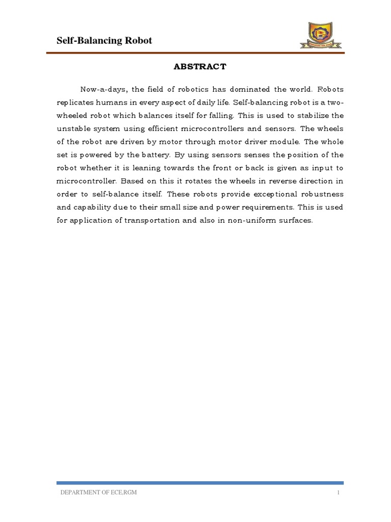 Self-Balancing Robot Design Guide | PDF | Arduino | Control Theory