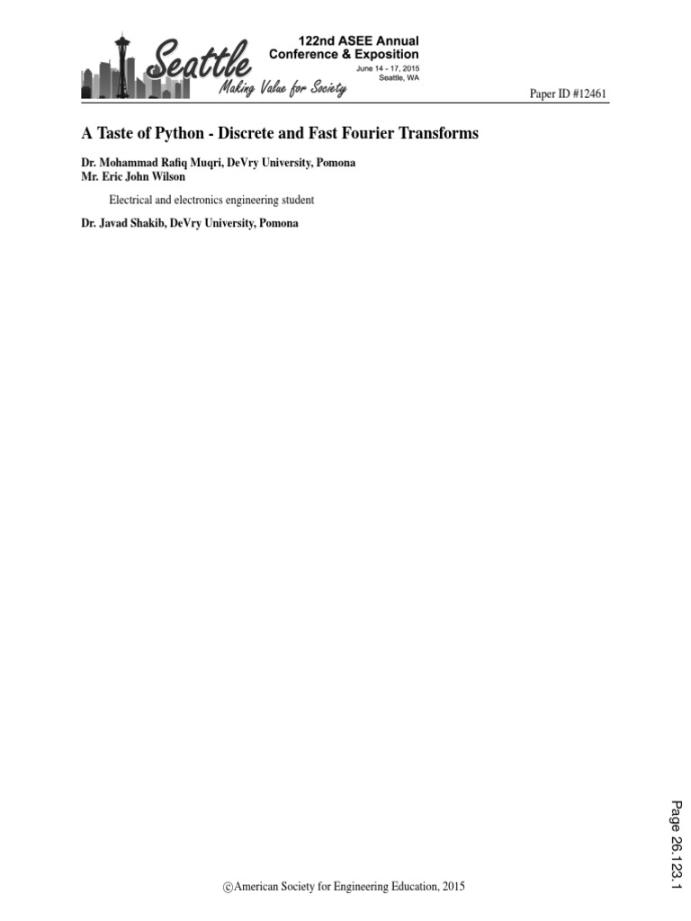A Taste of Python Discrete and Fast Fourier Transforms | PDF | Discrete ...